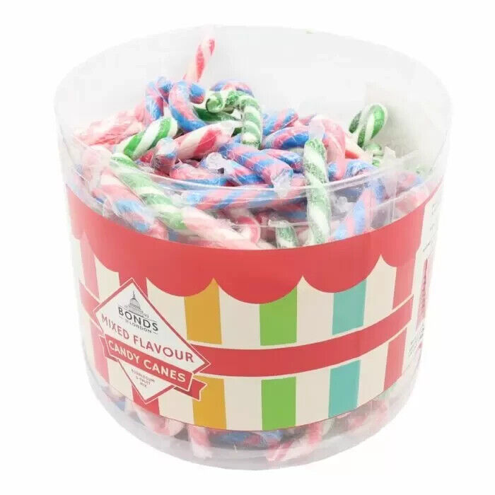 Mixed Flavour MINI CHRISTMAS CANDY CANES X 250 (FULL TUB) XMAS BULK RE ...